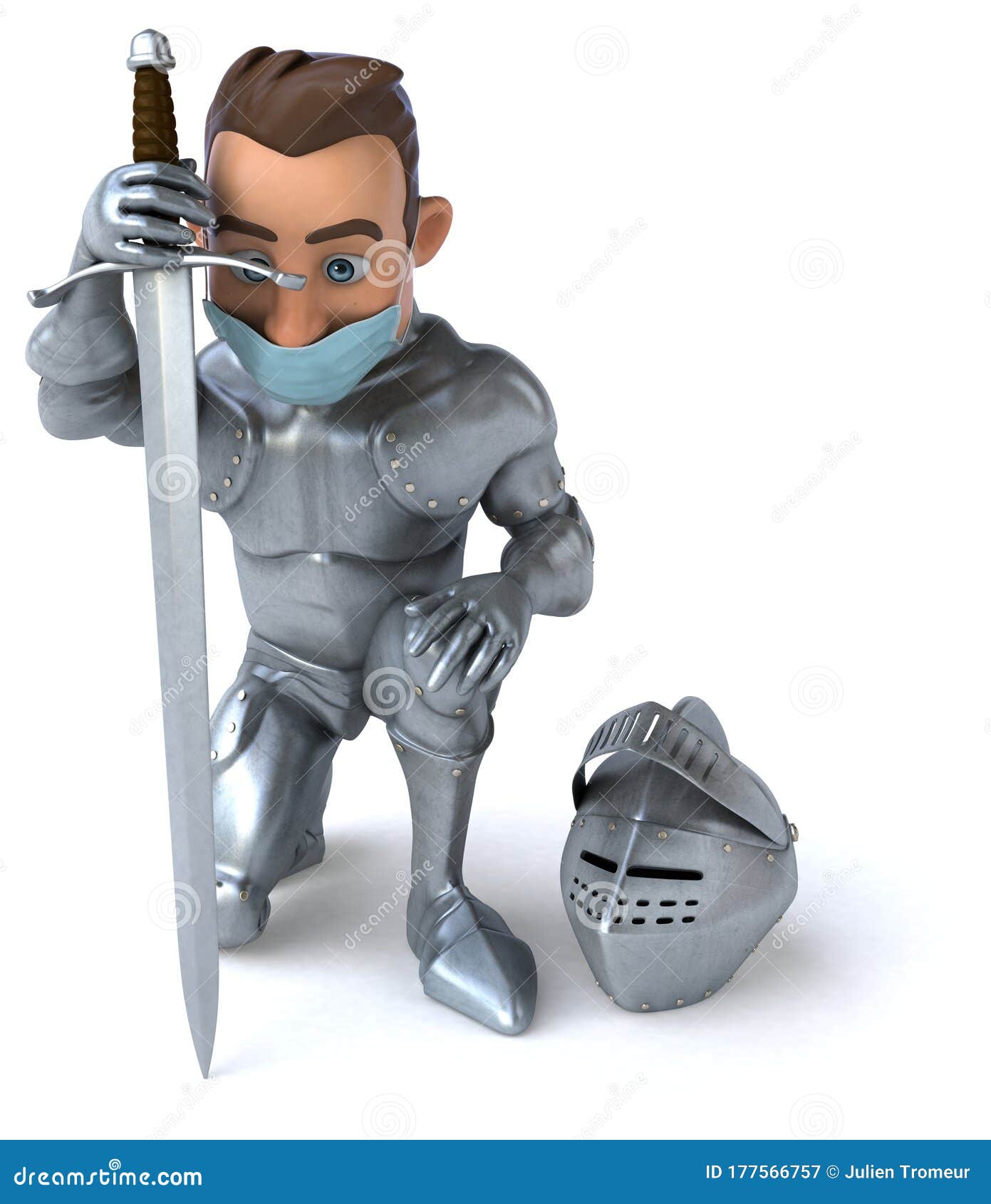 3D Illustration of a Cartoon Character with a Mask Stock Illustration ...