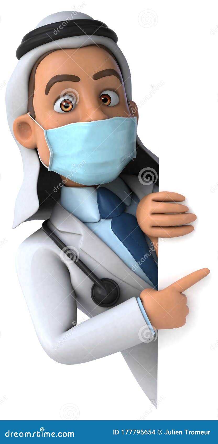 3D Illustration of a Cartoon Character with a Mask Stock Illustration ...