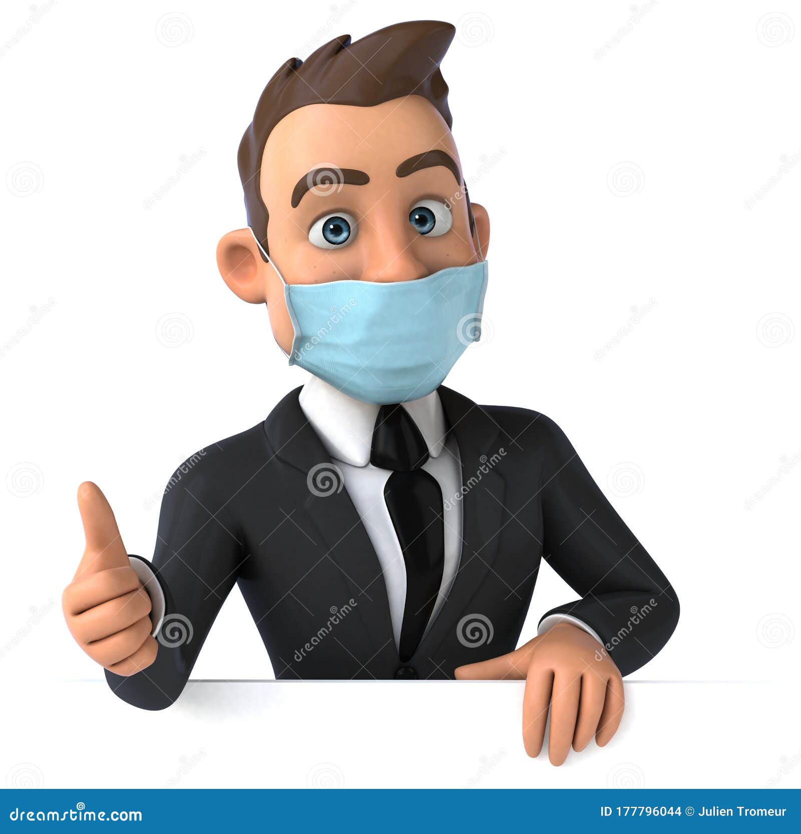 3D Illustration of a Cartoon Character with a Mask Stock Illustration ...
