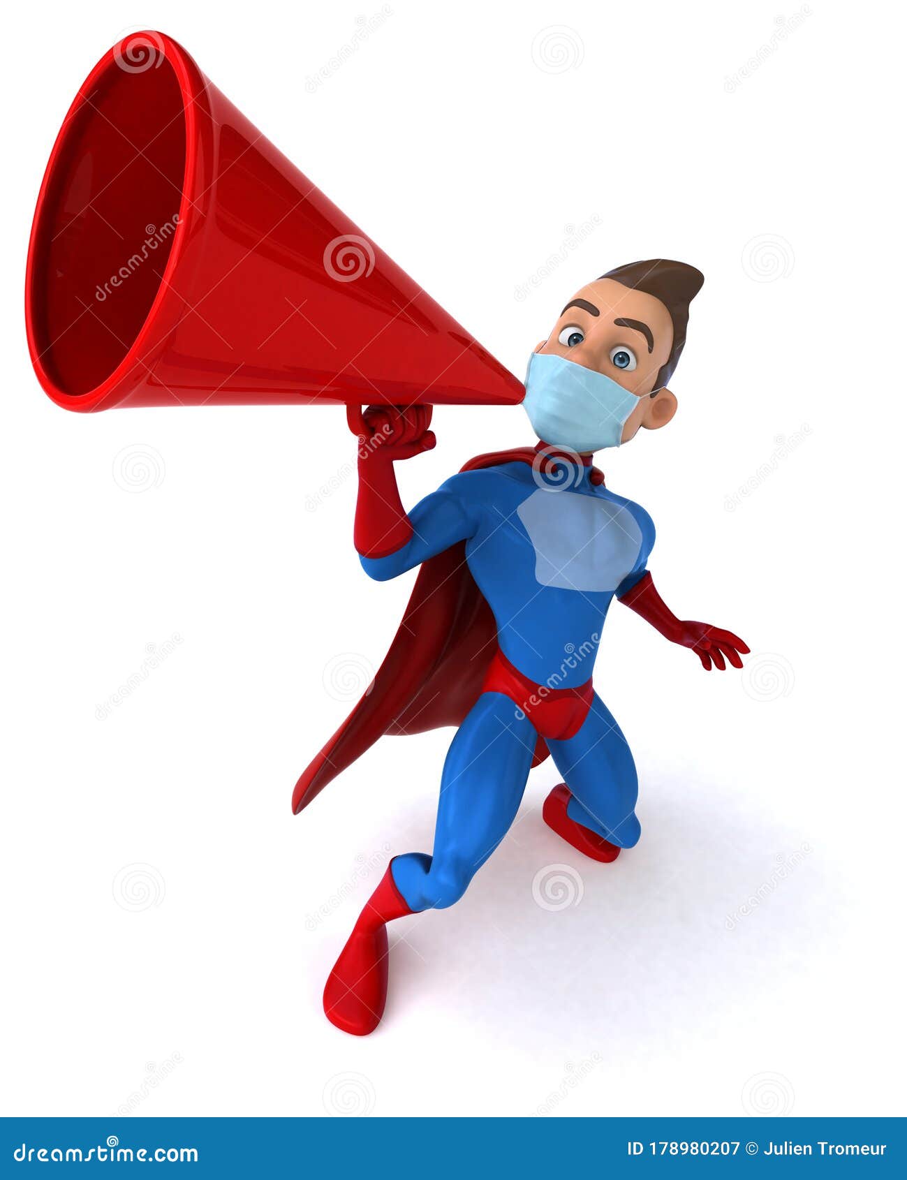 3D Illustration of a Cartoon Character with a Mask Stock Illustration ...