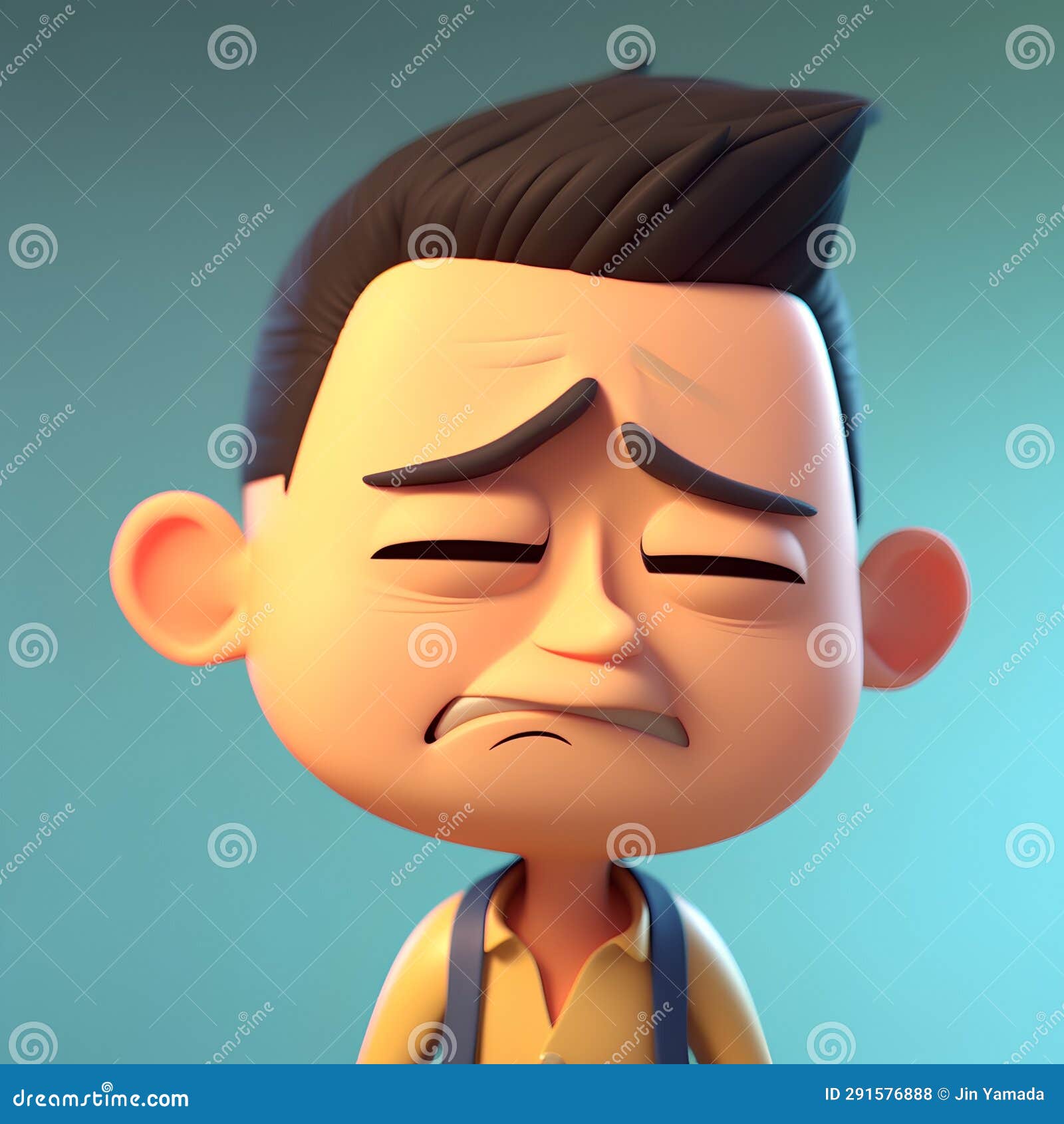 3d Illustration of a Cartoon Character with a Sad Expression on His ...