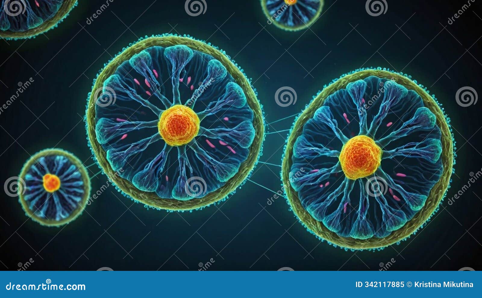 A 3D Illustration of a Cell Division Process, Showing Detailed Cellular ...