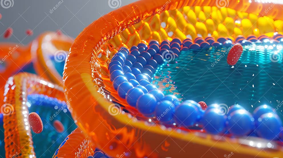 A 3D Illustration of a Cell Membrane, with Proteins Embedded within it ...