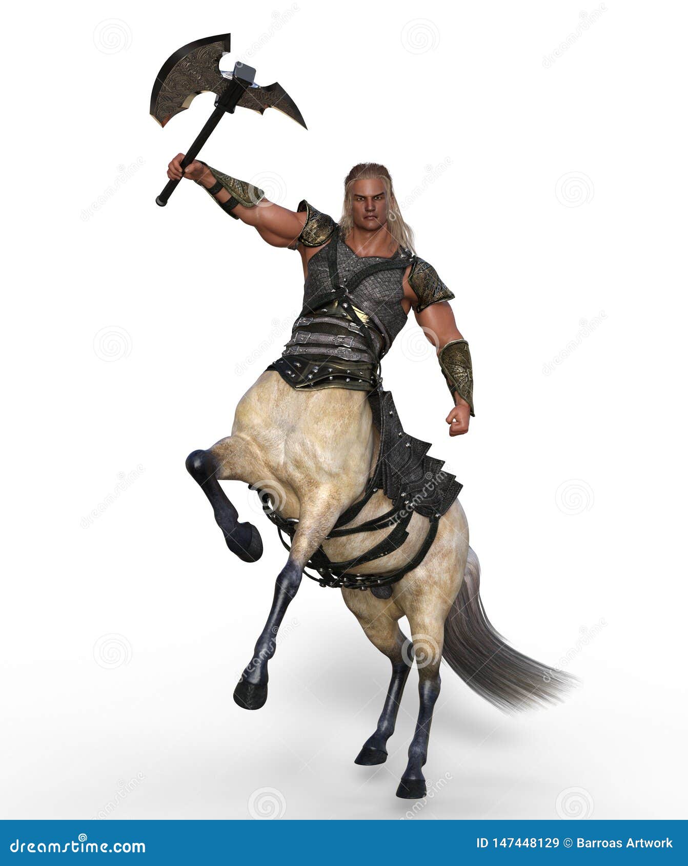 3D Illustration Of Centaur With Axe And Armor Royalty-Free Cartoon ...