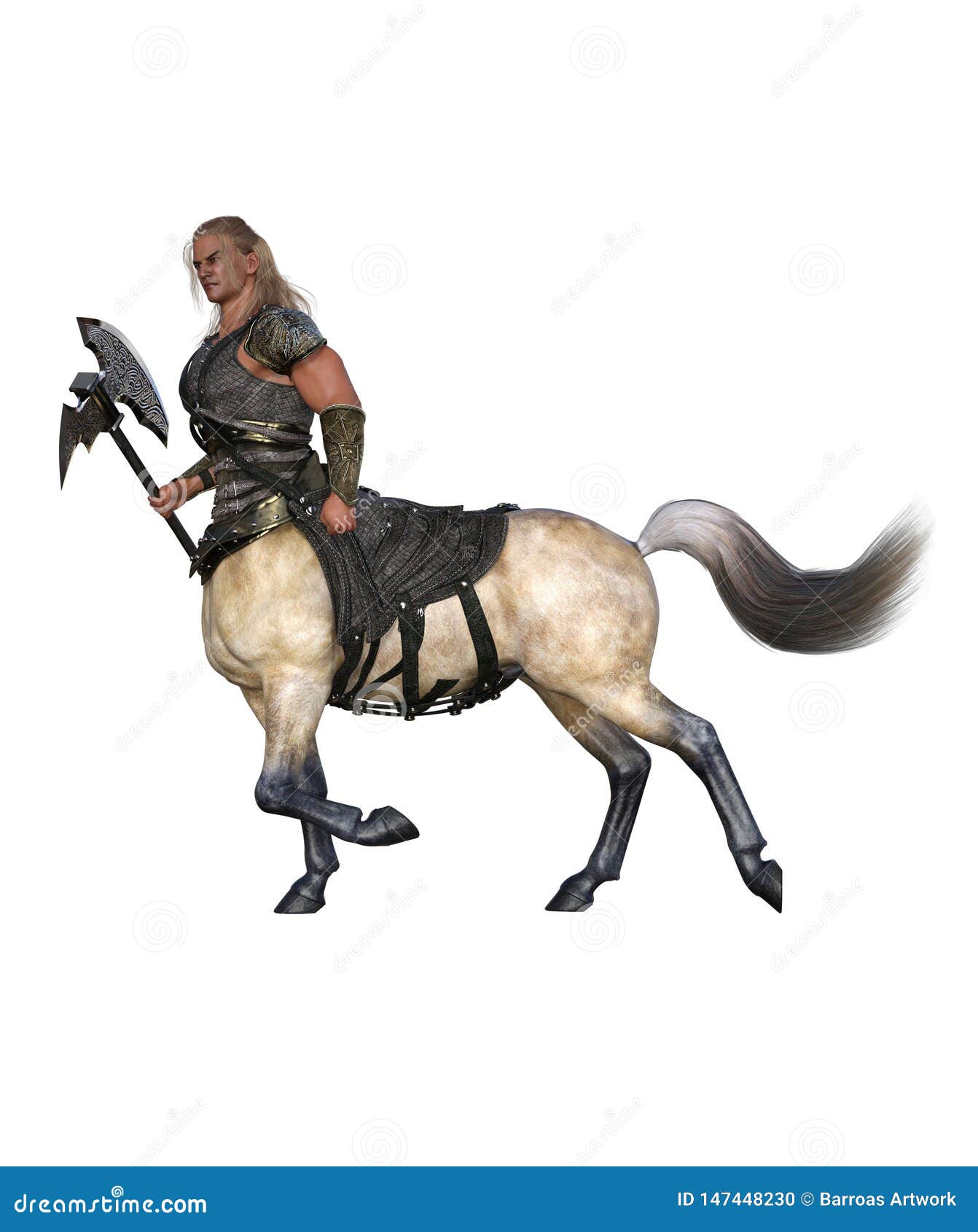3D Illustration of Centaur with Axe and Armor Stock Illustration ...