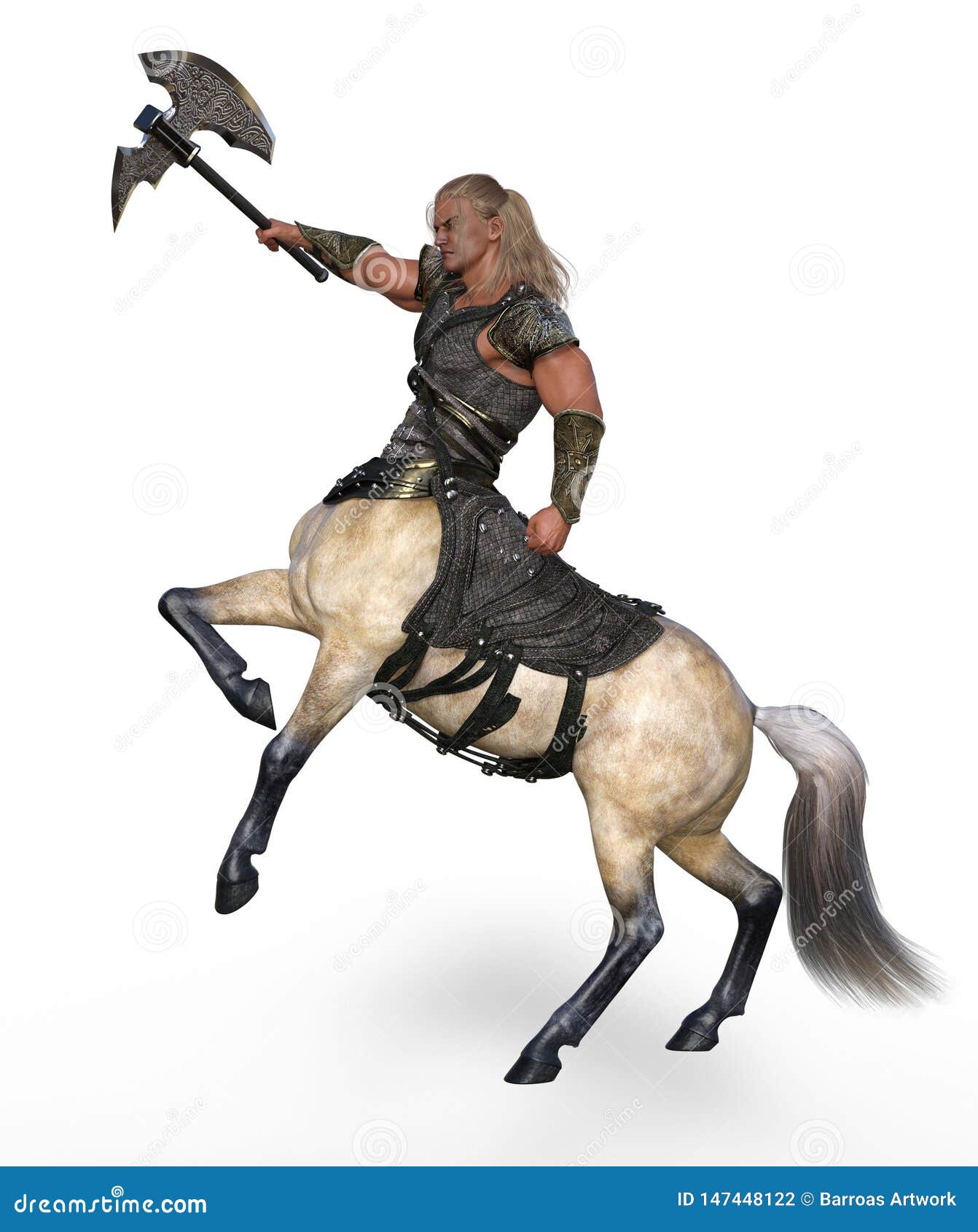 3D Illustration of Centaur with Axe and Armor Stock Illustration ...