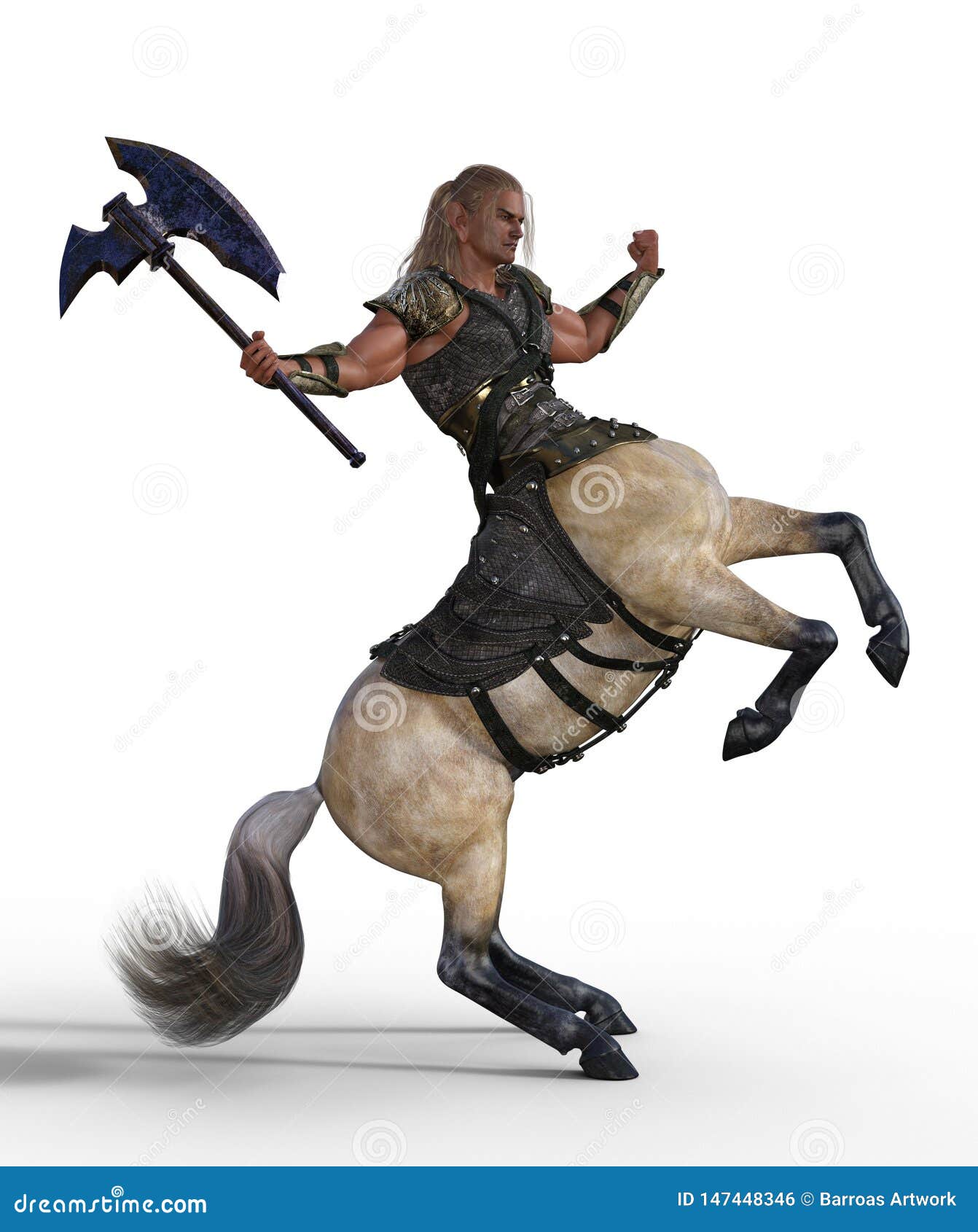 3D Illustration of Centaur with Axe and Armor Stock Illustration ...
