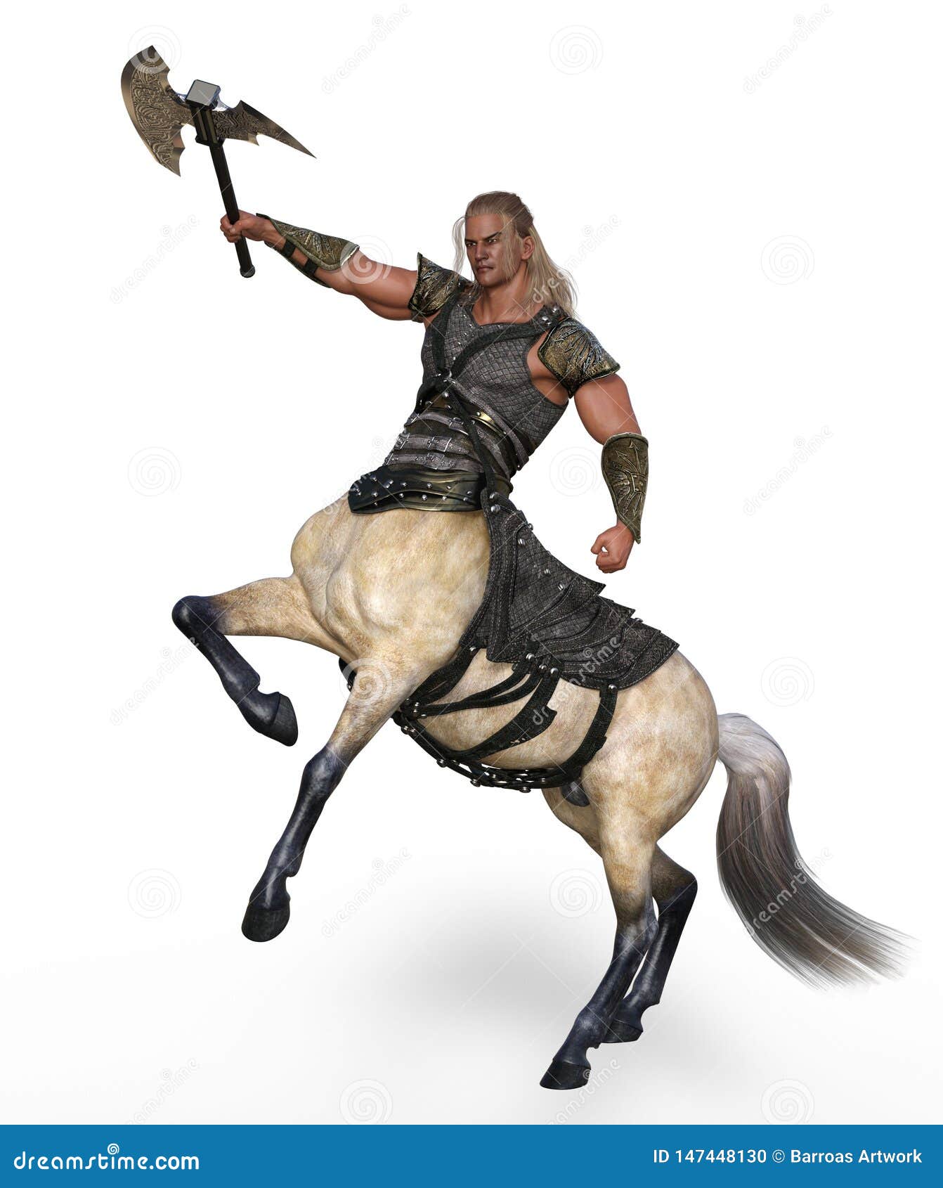 3D Illustration of Centaur with Axe and Armor Stock Illustration ...
