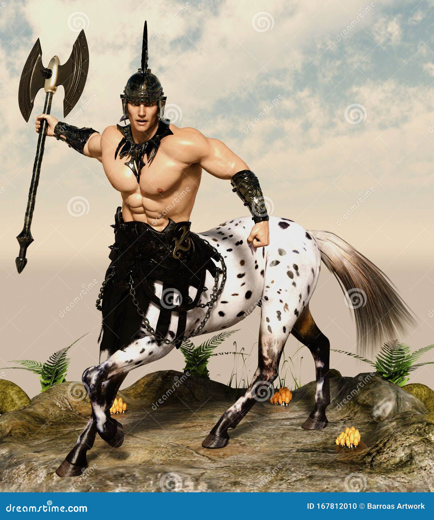 3D Illustration Of Centaur With Axe And Armor Royalty-Free Cartoon ...