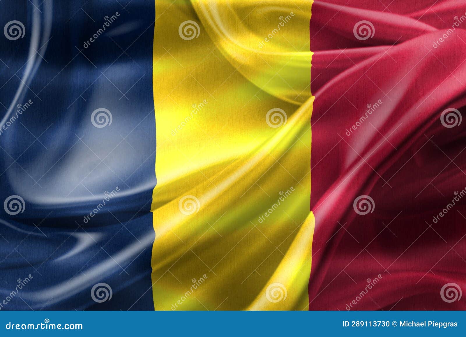 3D-Illustration of a Chad Flag - Realistic Waving Fabric Flag Stock ...