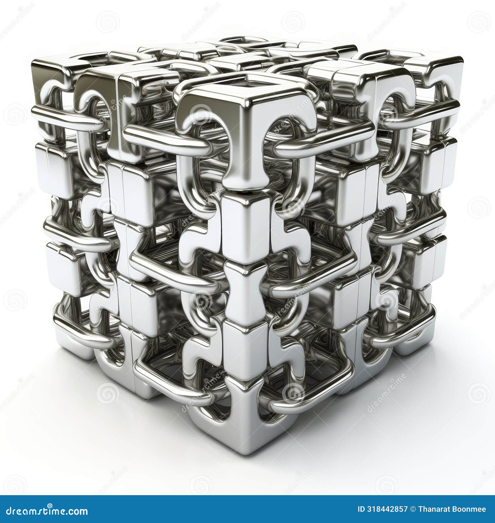 3D Illustration of a Chainlink Cube on a White Background, Ai Generated ...