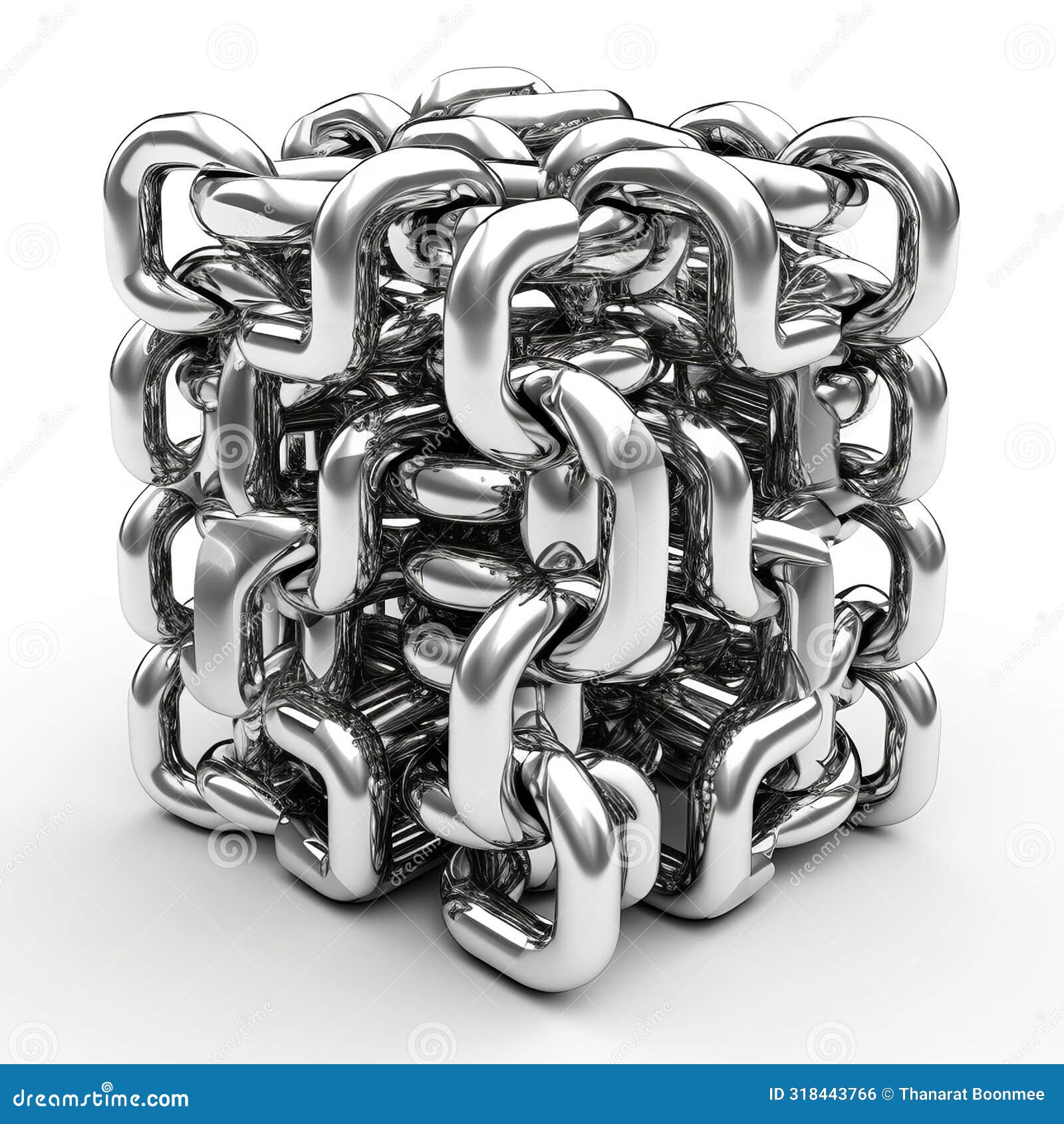 3D Illustration of a Chainlink Cube on a White Background, Ai Generated ...