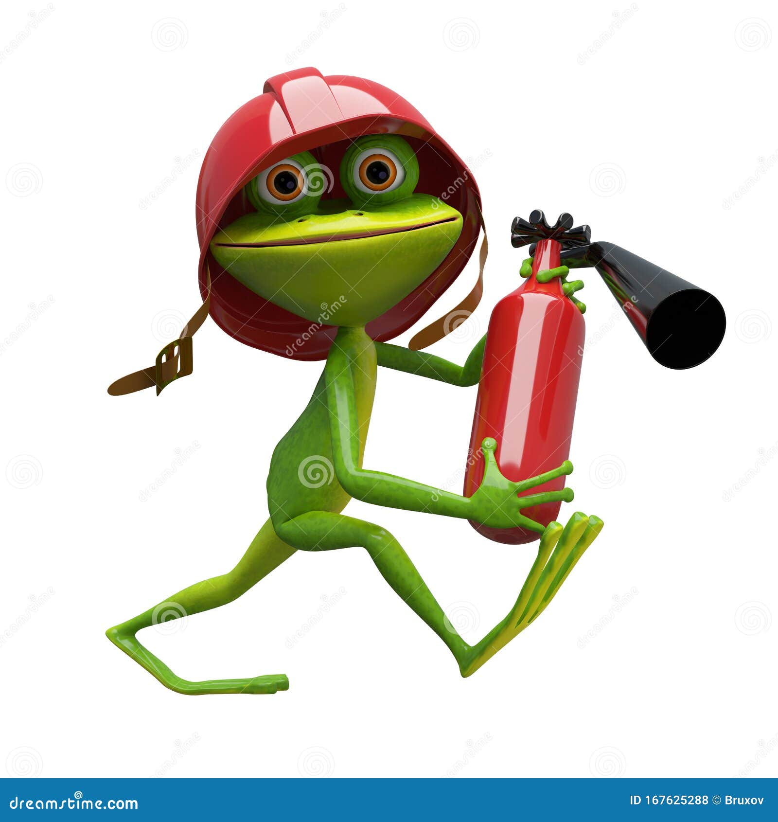 3D Illustration Cheerful Frog Fireman Stock Photo - Illustration of ...