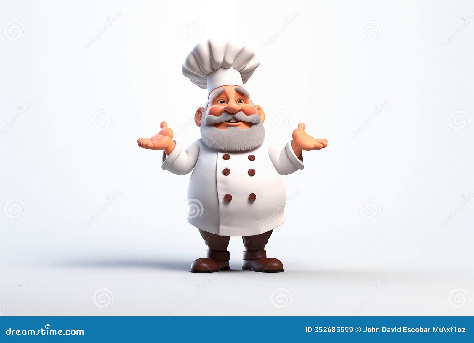 3D Illustration of a Chef Making a Raised Hands Gesture in Question ...