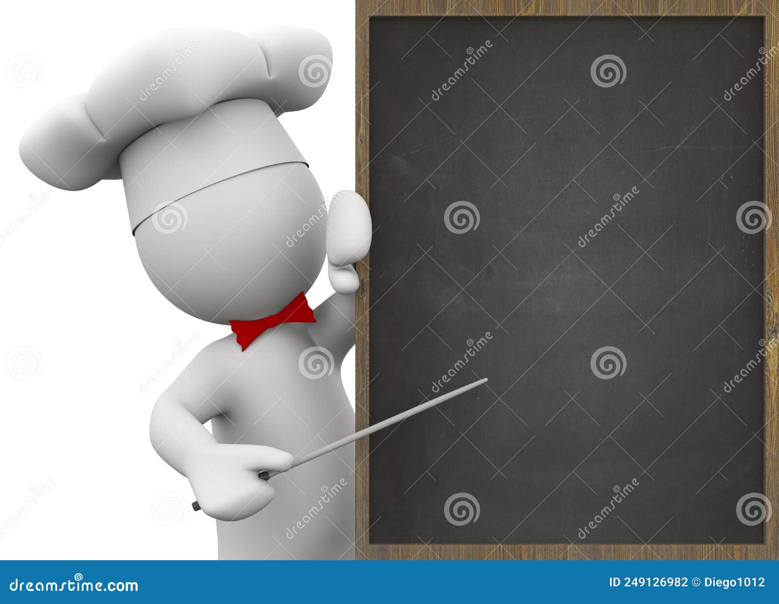 3d Illustration Chef Pointing Menu Stock Illustration - Illustration of ...