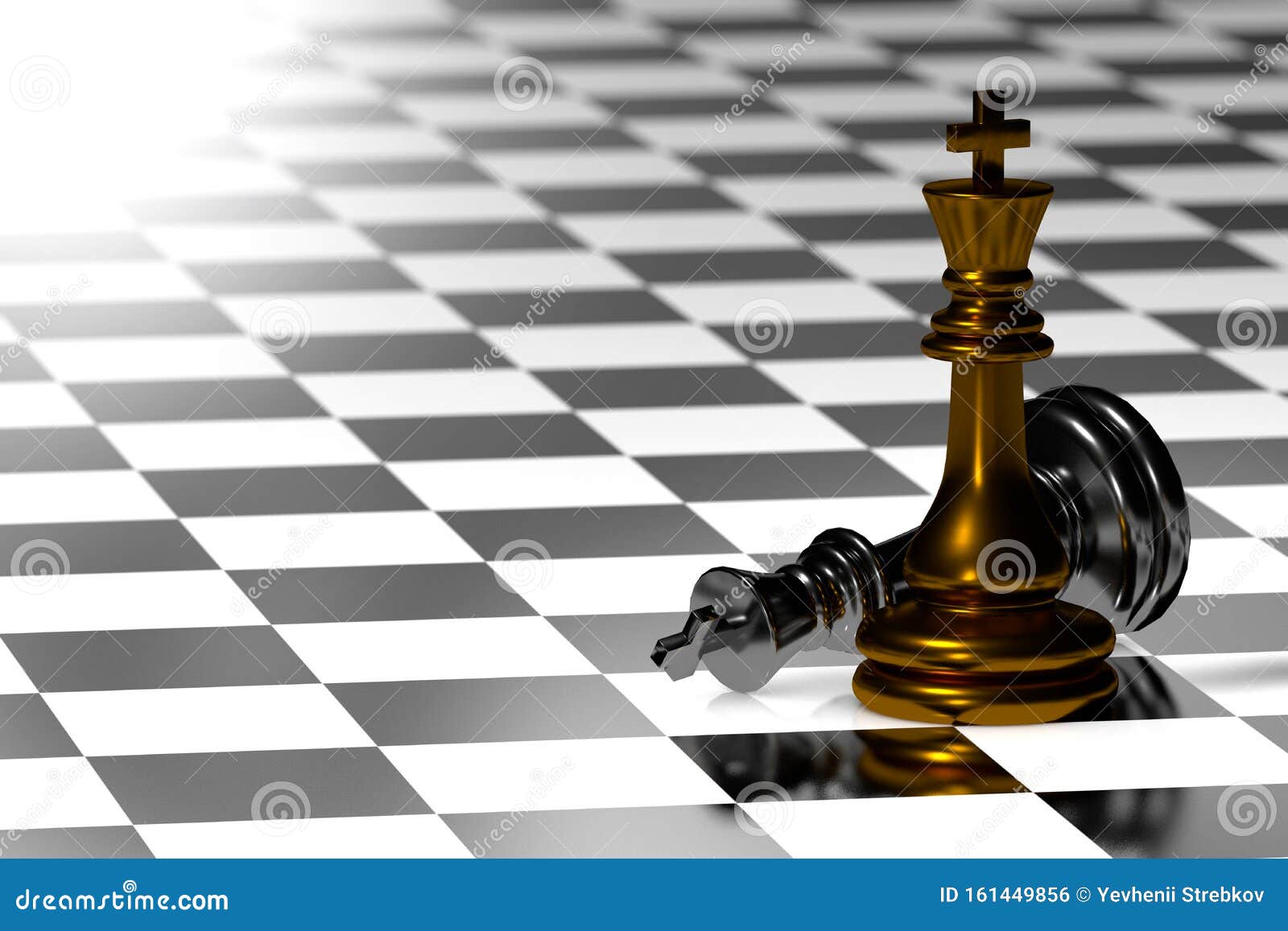3D Illustration Chess Pieces Two Kings One of Which Fell Stock ...
