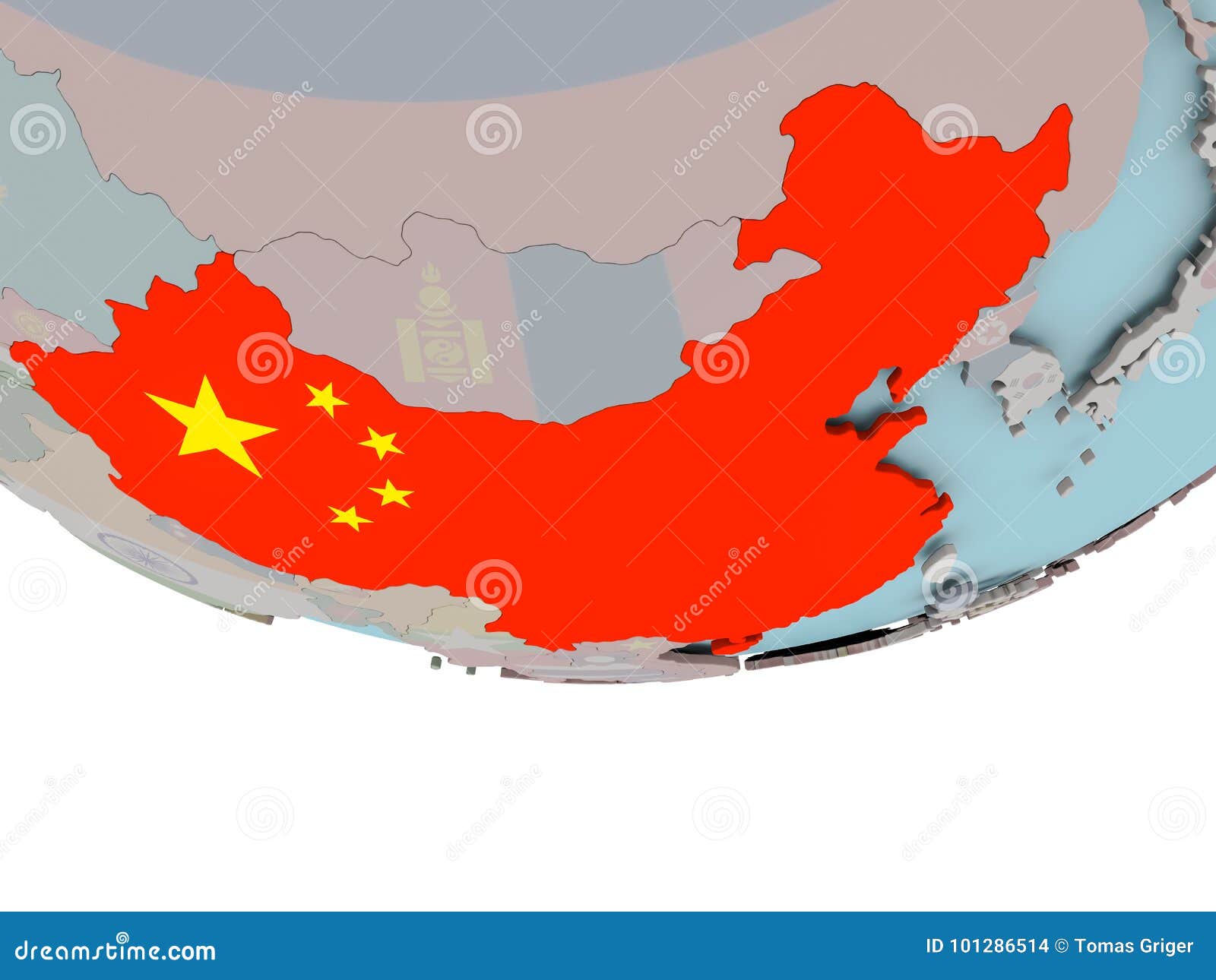 China with flag on globe stock illustration. Illustration of asian ...