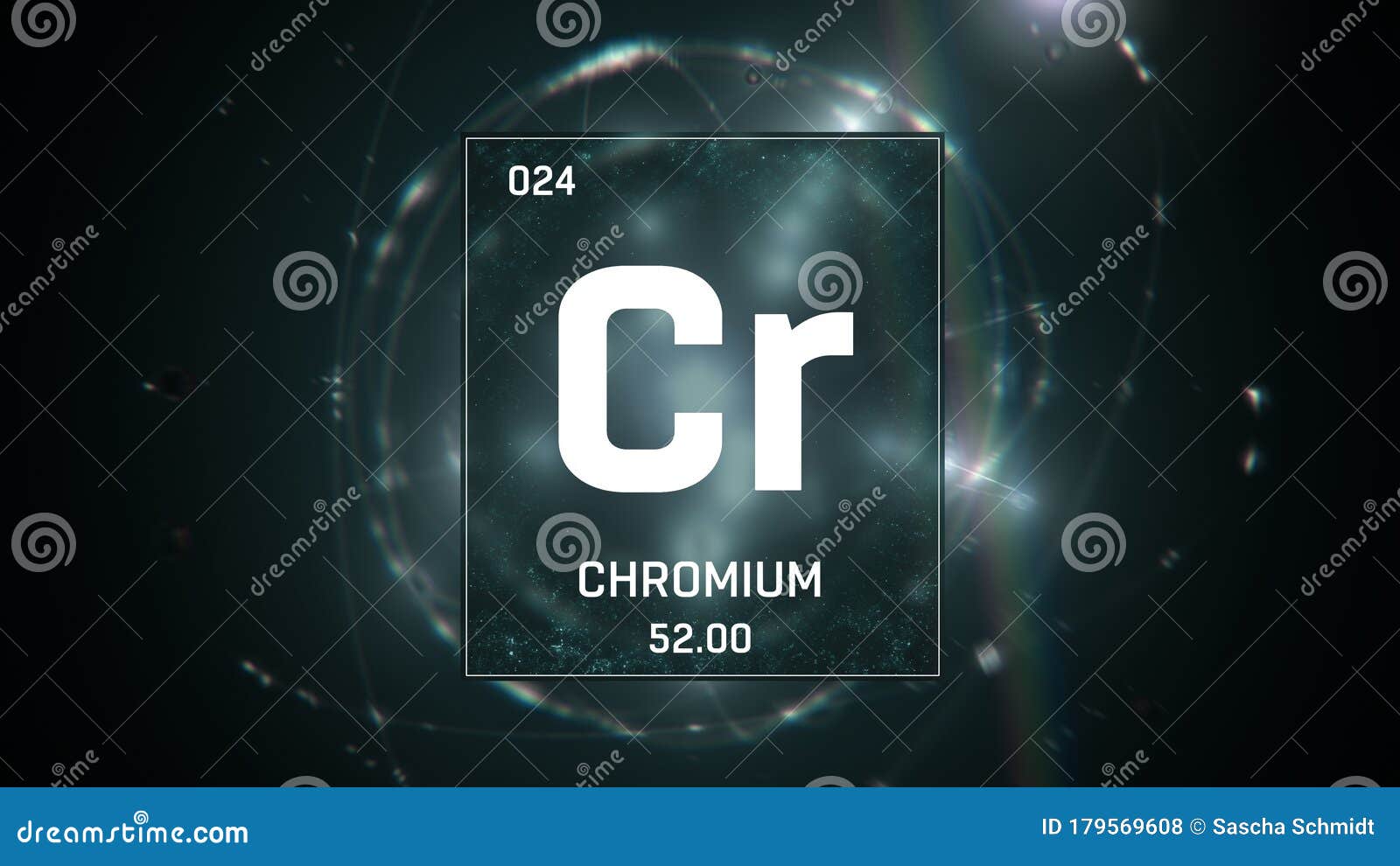 Chromium As Element 24 of the Periodic Table 3D Illustration on Green ...