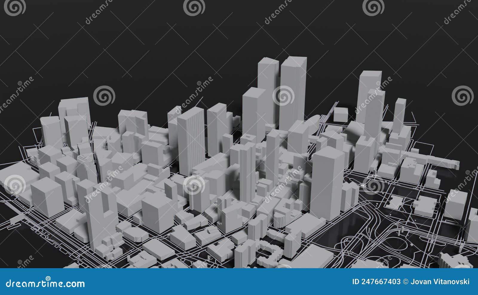 City Center 3d Rendering . Architectural Landscape Stock Illustration ...