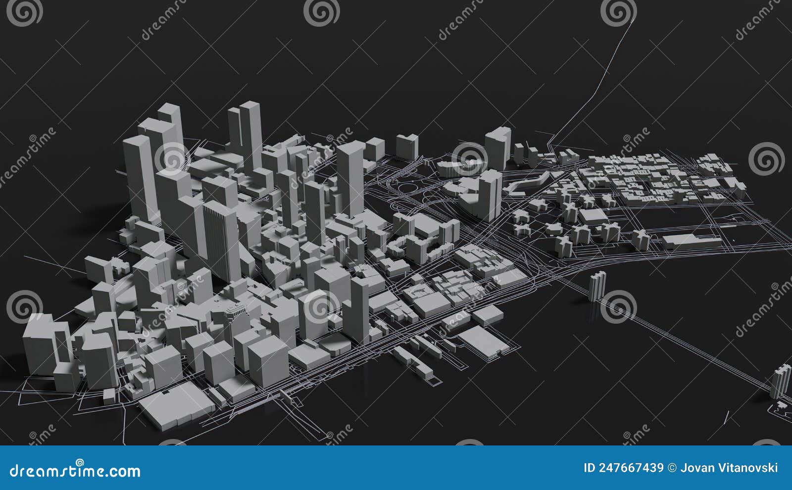 City Center 3d Rendering . Architectural Landscape Stock Illustration ...