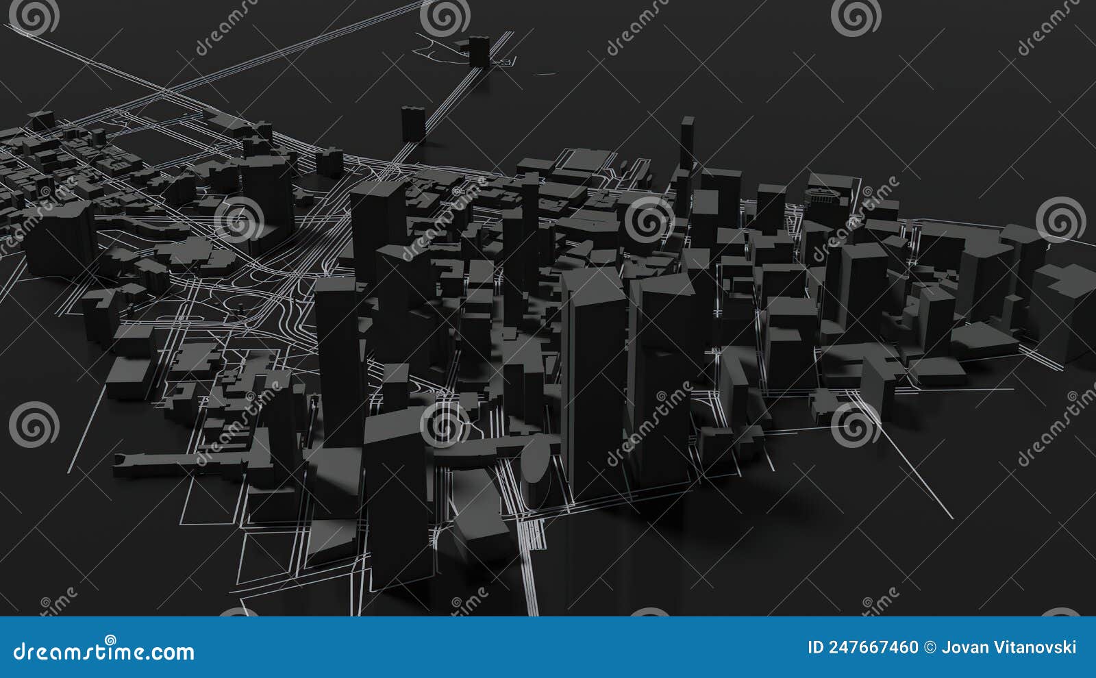 City Center 3d Rendering . Architectural Landscape Stock Illustration ...