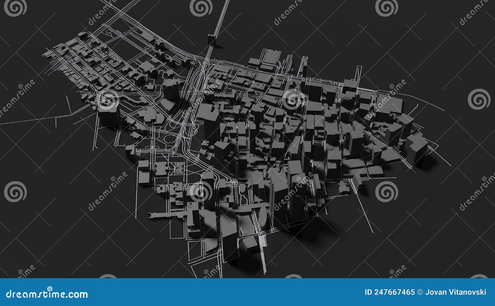 City Center 3d Rendering . Architectural Landscape Stock Illustration ...