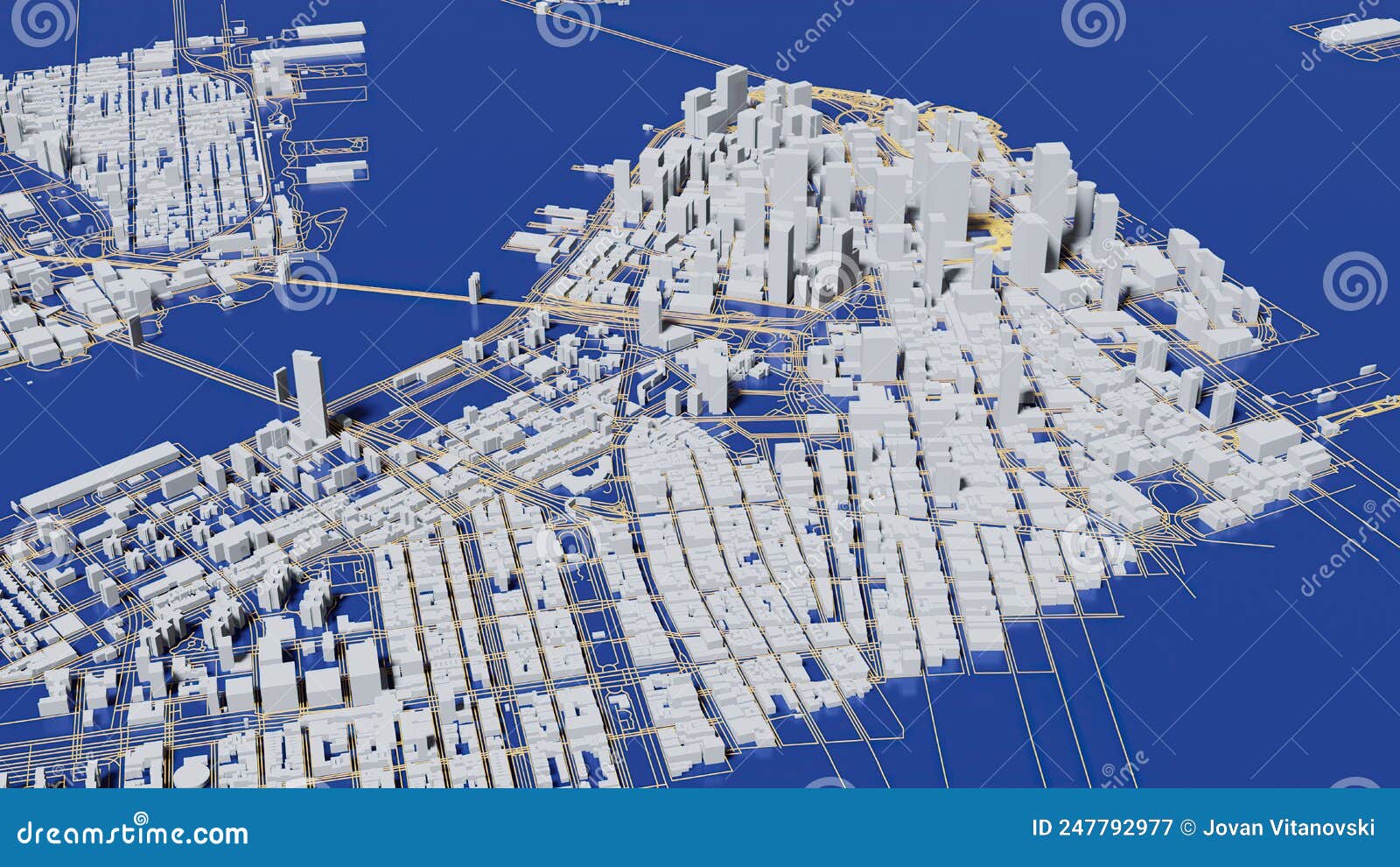Illustration - City Center 3d Rendering . Architectural Landscape Stock ...