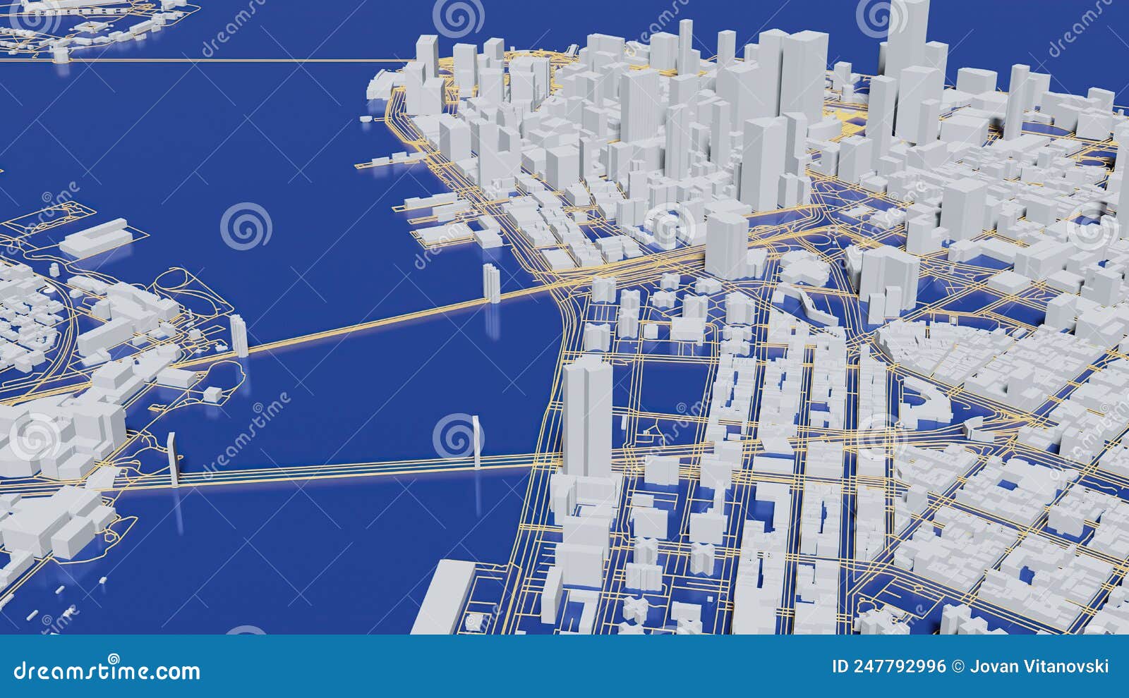 Illustration - City Center 3d Rendering . Architectural Landscape Stock ...