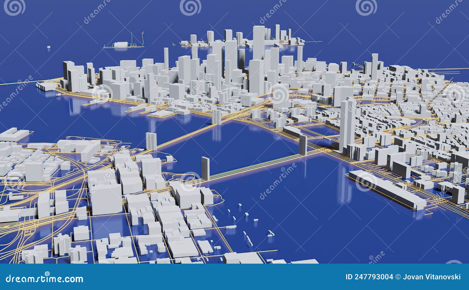Illustration - City Center 3d Rendering . Architectural Landscape Stock ...