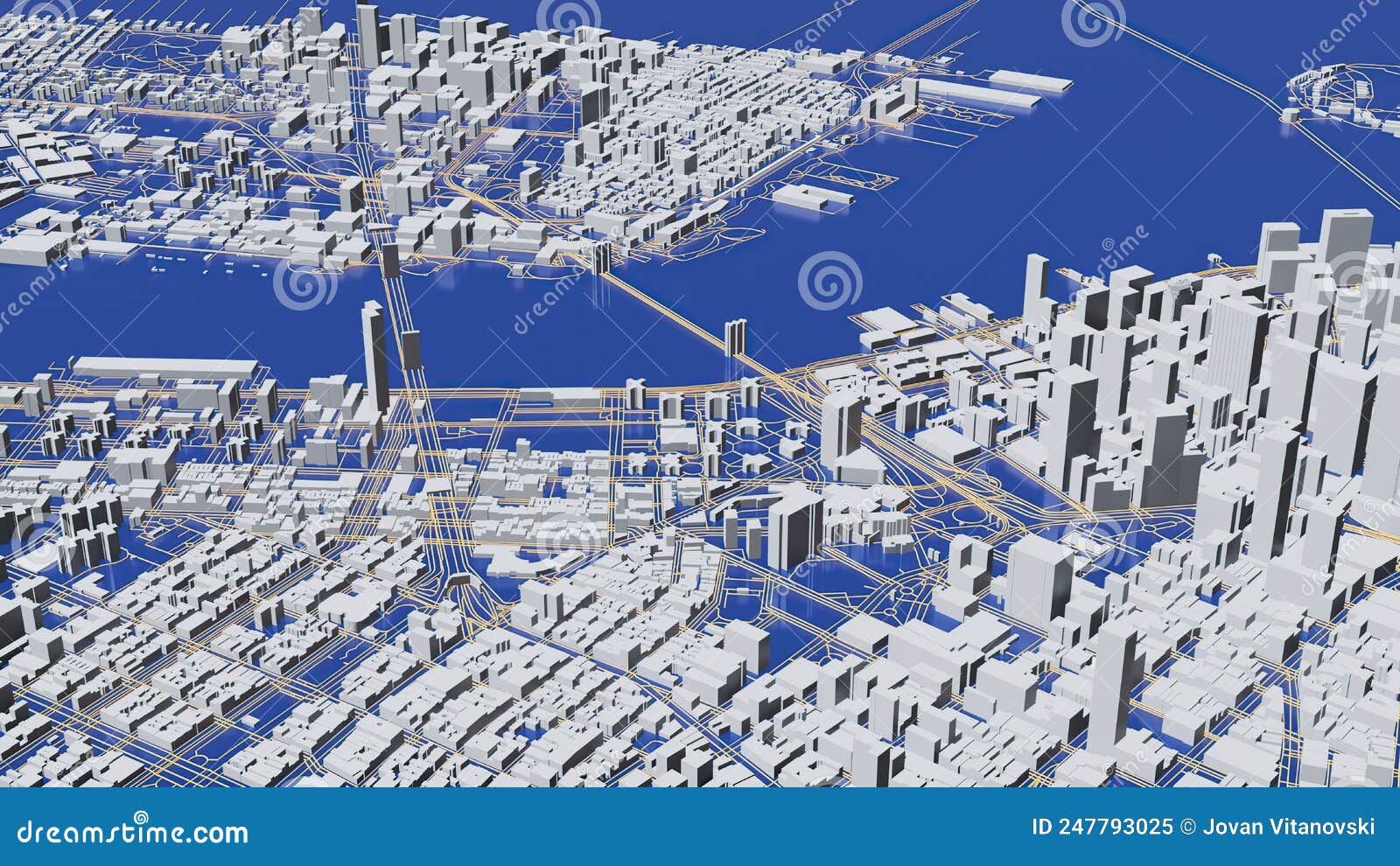 Illustration - City Center 3d Rendering . Architectural Landscape Stock ...