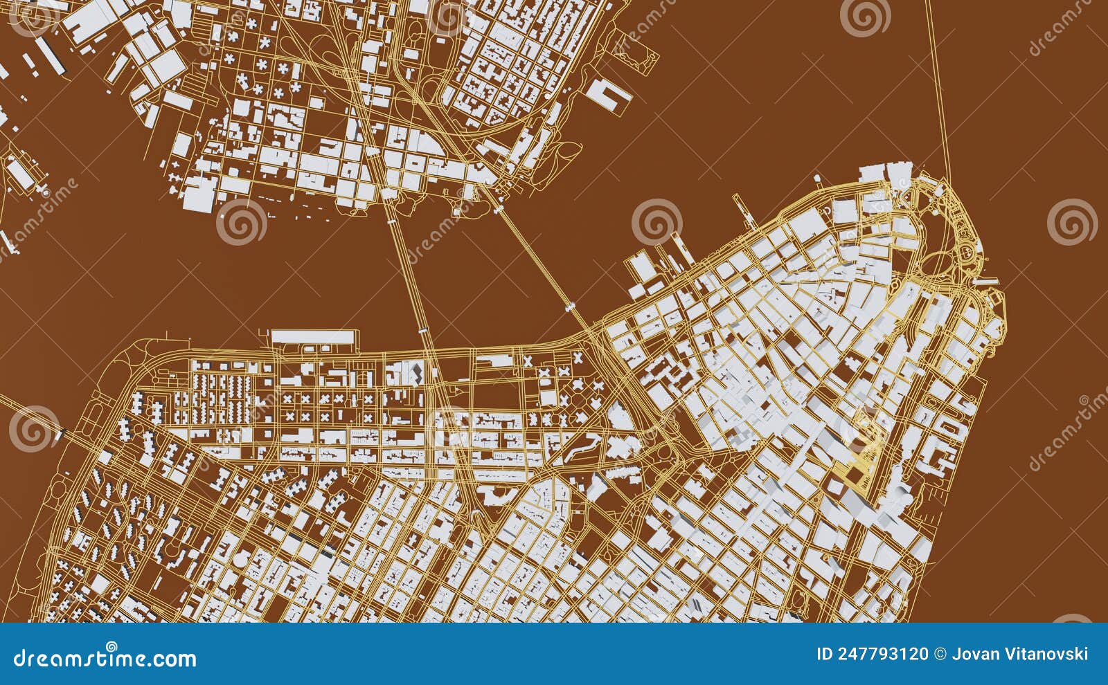 Illustration - City Center 3d Rendering . Architectural Landscape Stock ...