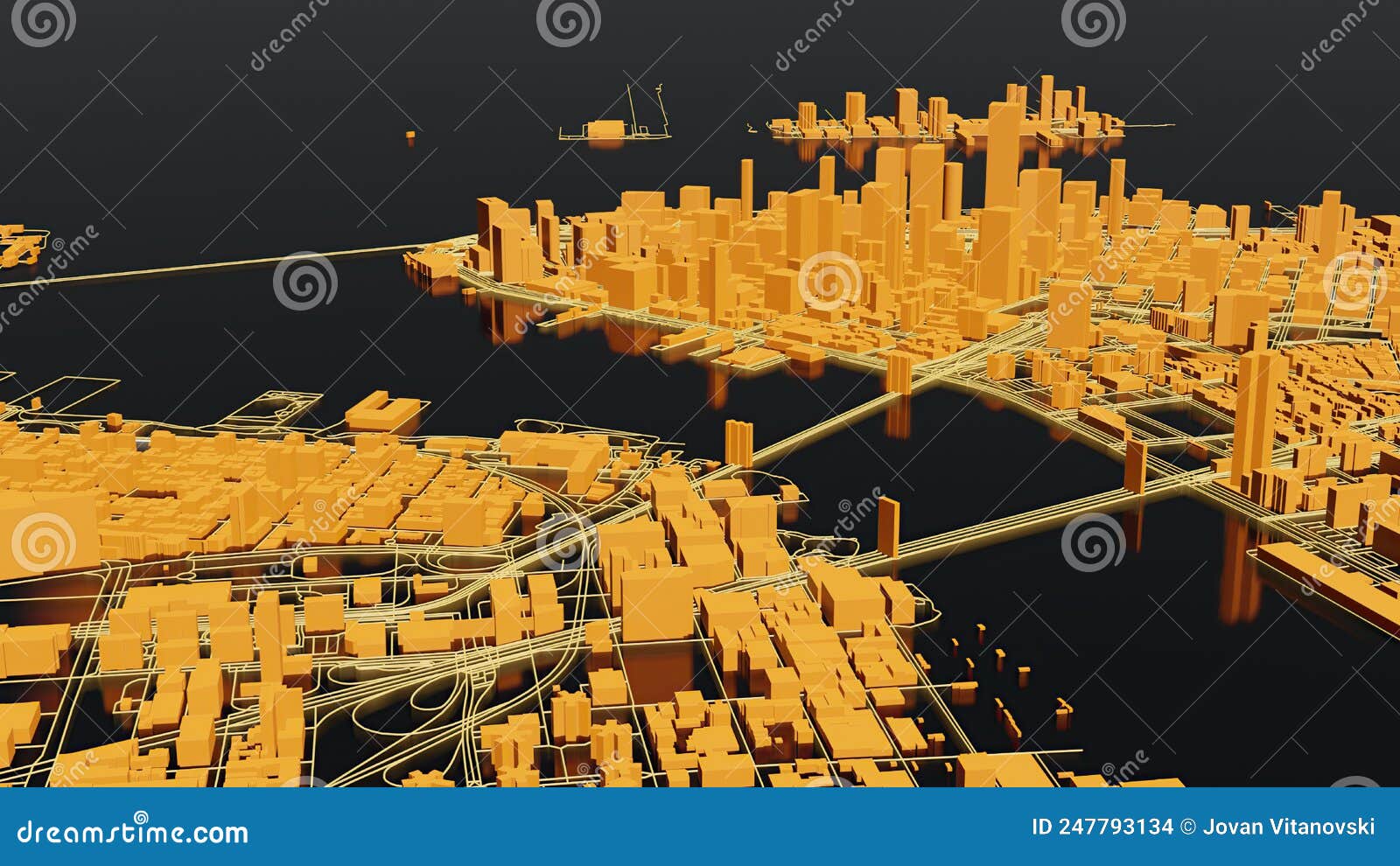 Illustration - City Center 3d Rendering . Architectural Landscape Stock ...