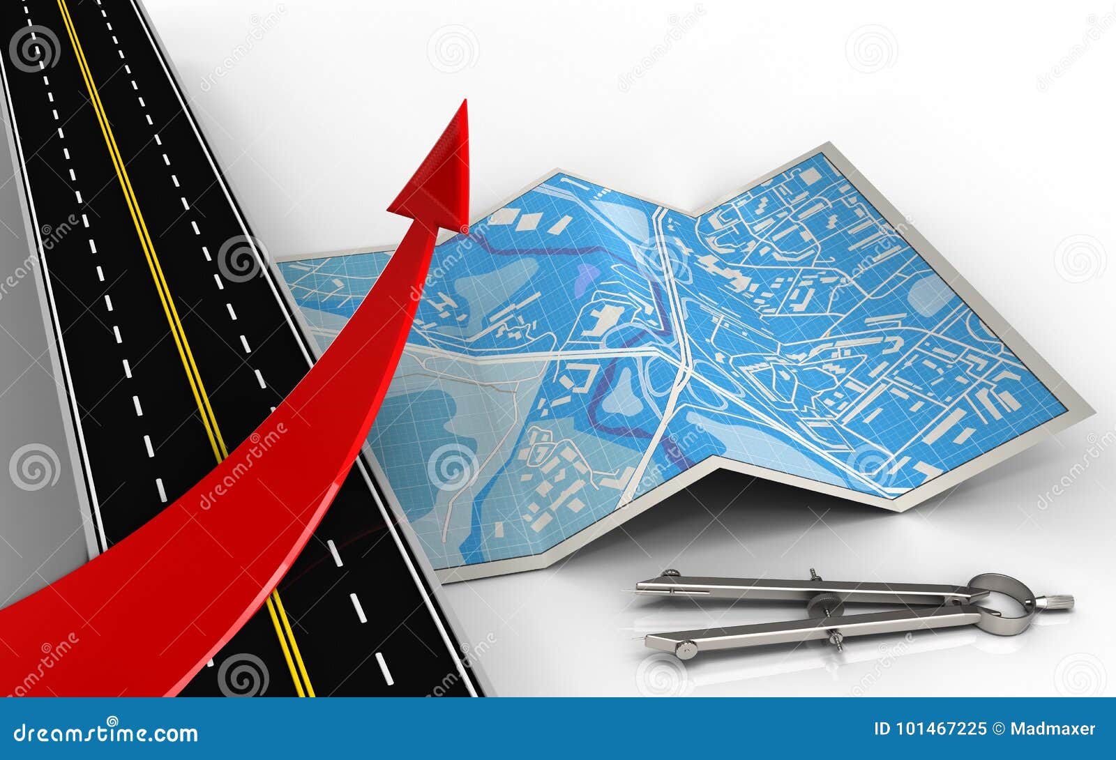 Roadmap With Upward Trend Arrow And Many Colored Stages On Dark Purple ...