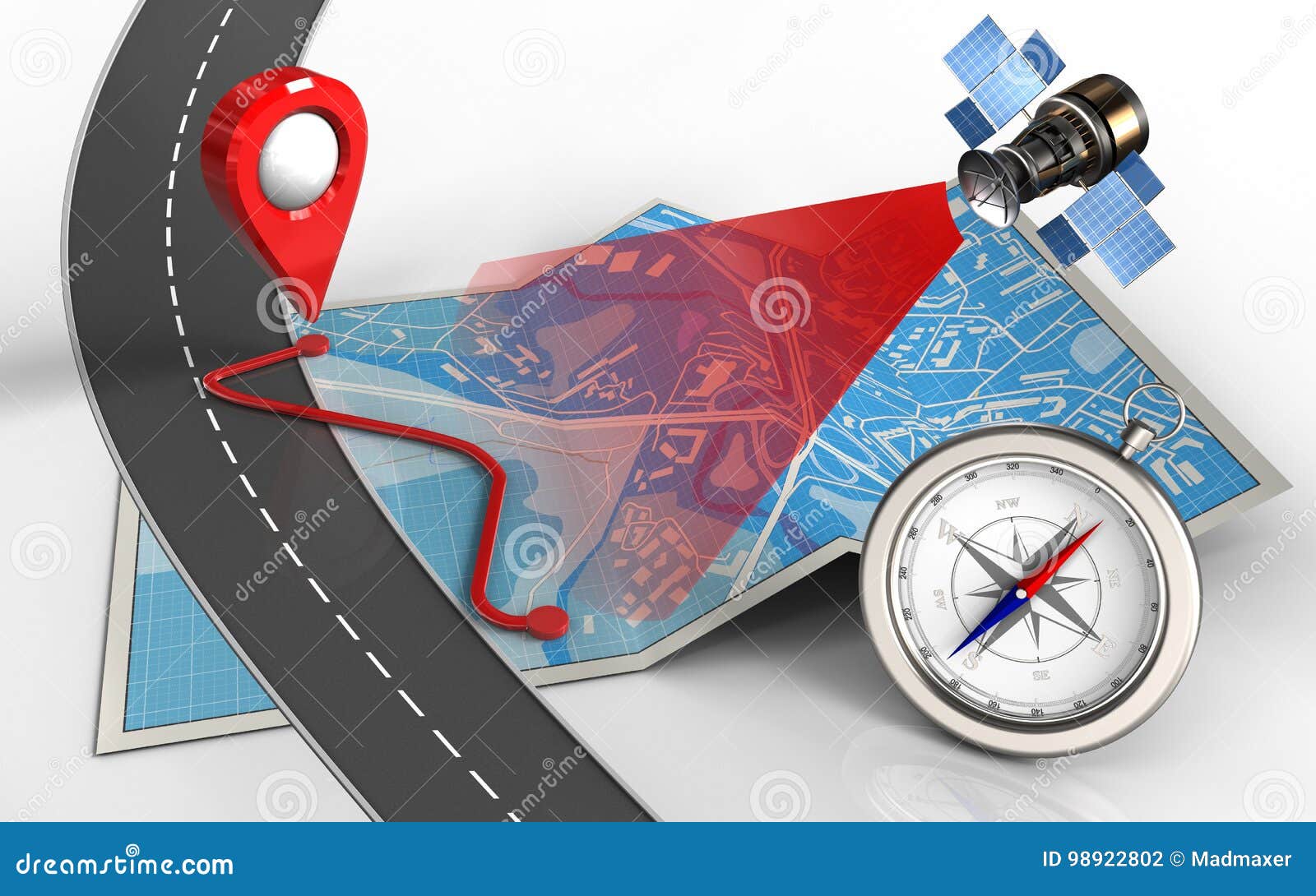 3d route stock illustration. Illustration of pointer - 98922802