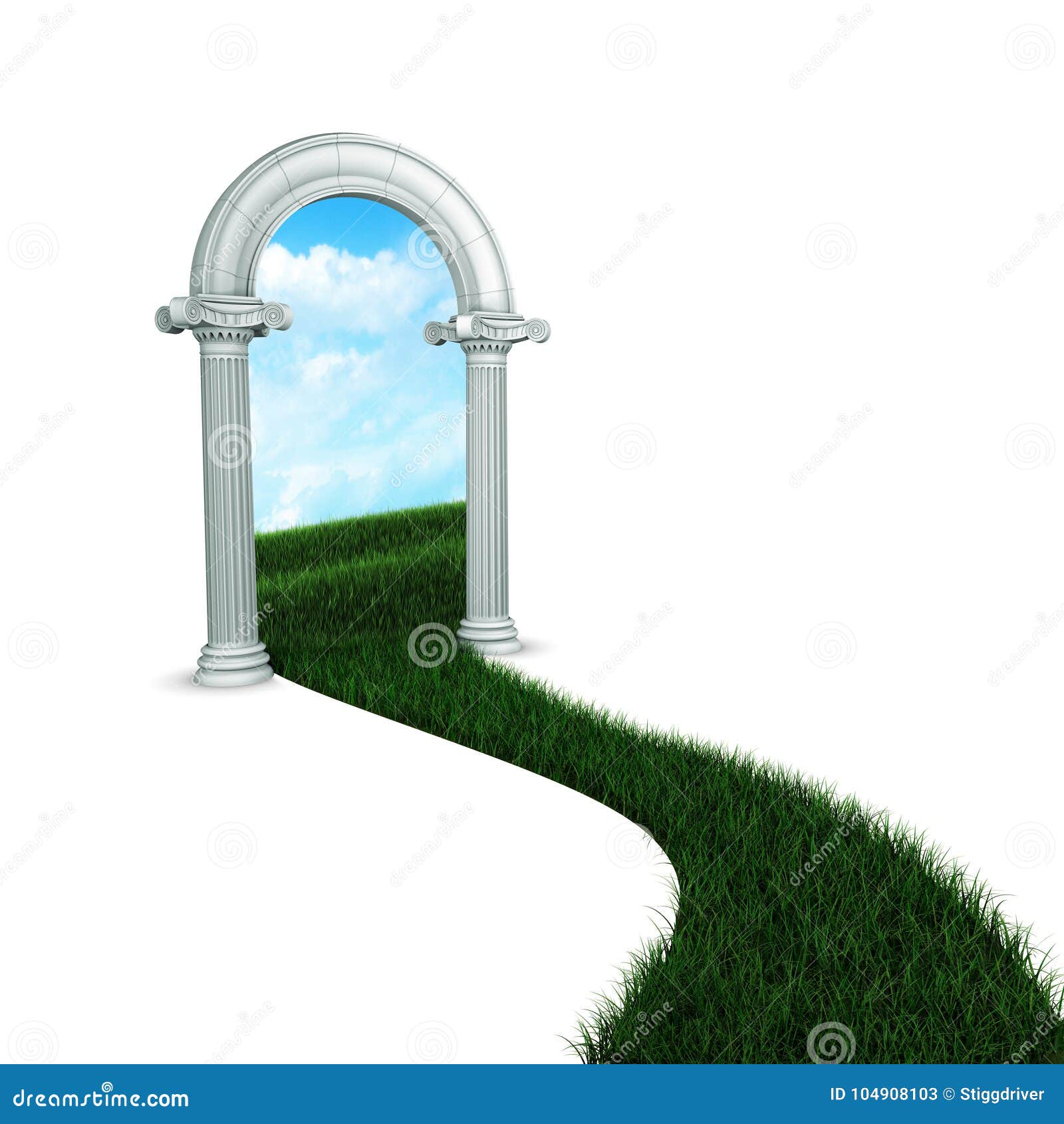 Classic Arch with Way of Grass Stock Illustration - Illustration of ...
