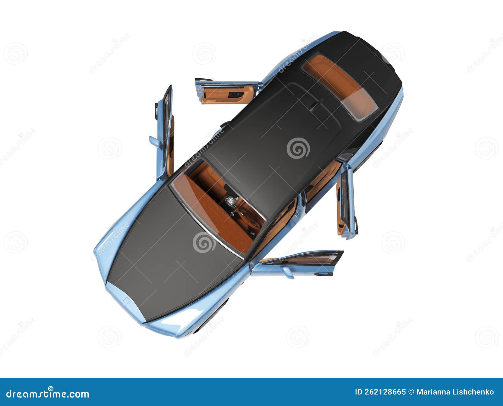 3d Illustration Classic Electric Car Open Top View on White Background ...