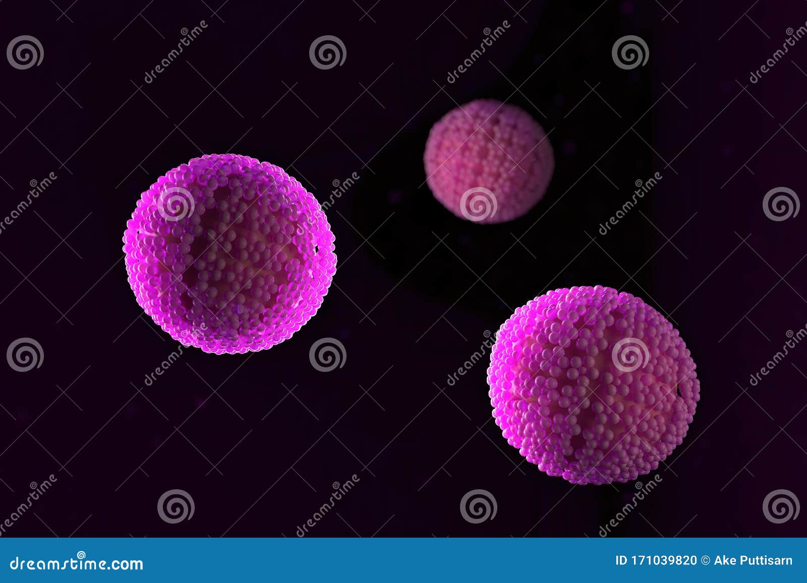 3d Illustration, Close Up of Microscope Papilloma Virus Stock ...