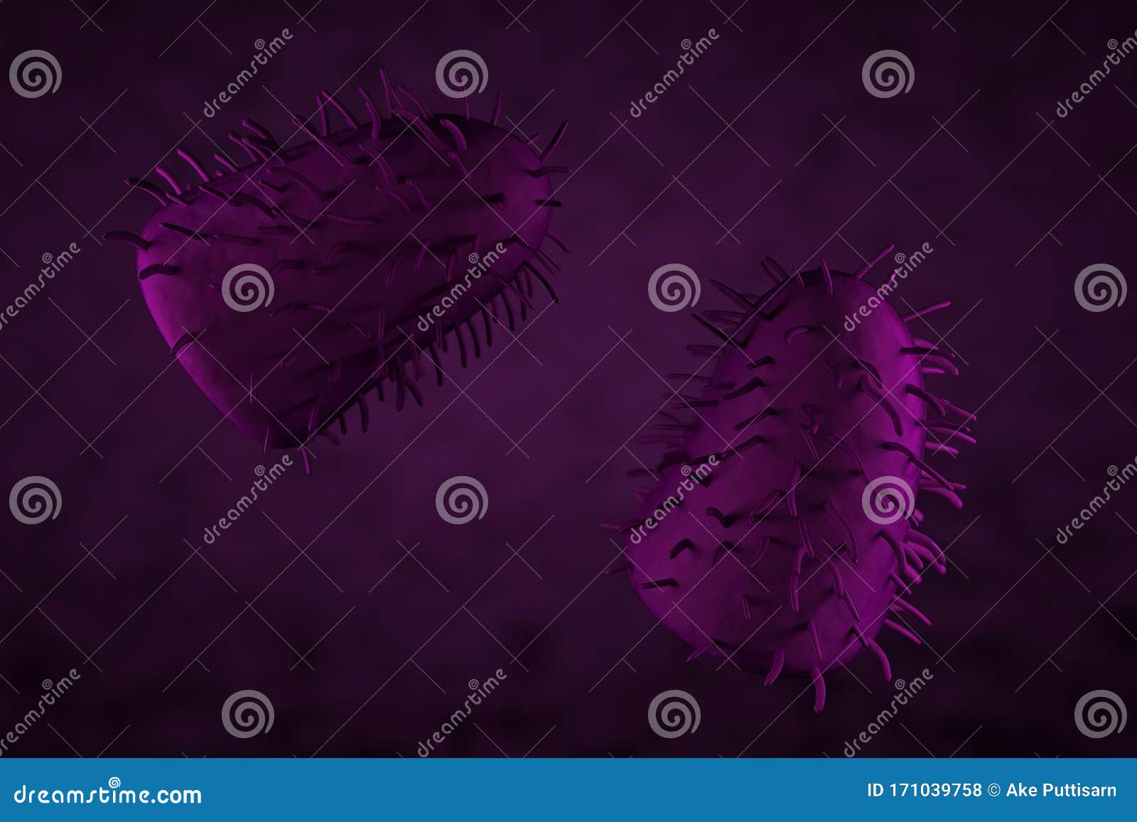 3d Illustration, Close Up of Microscope Rabies Virus Stock Illustration ...