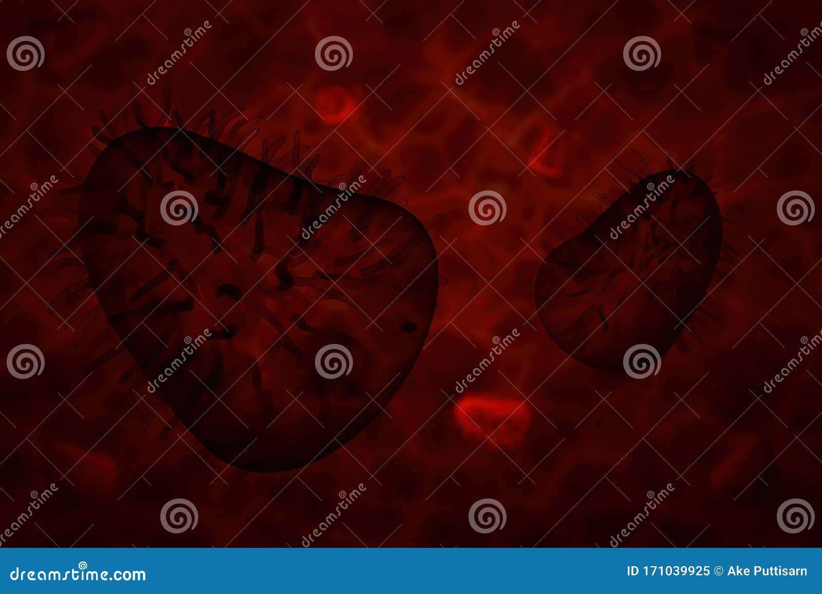 3d Illustration, Close Up of Microscope Rabies Virus Stock Illustration ...