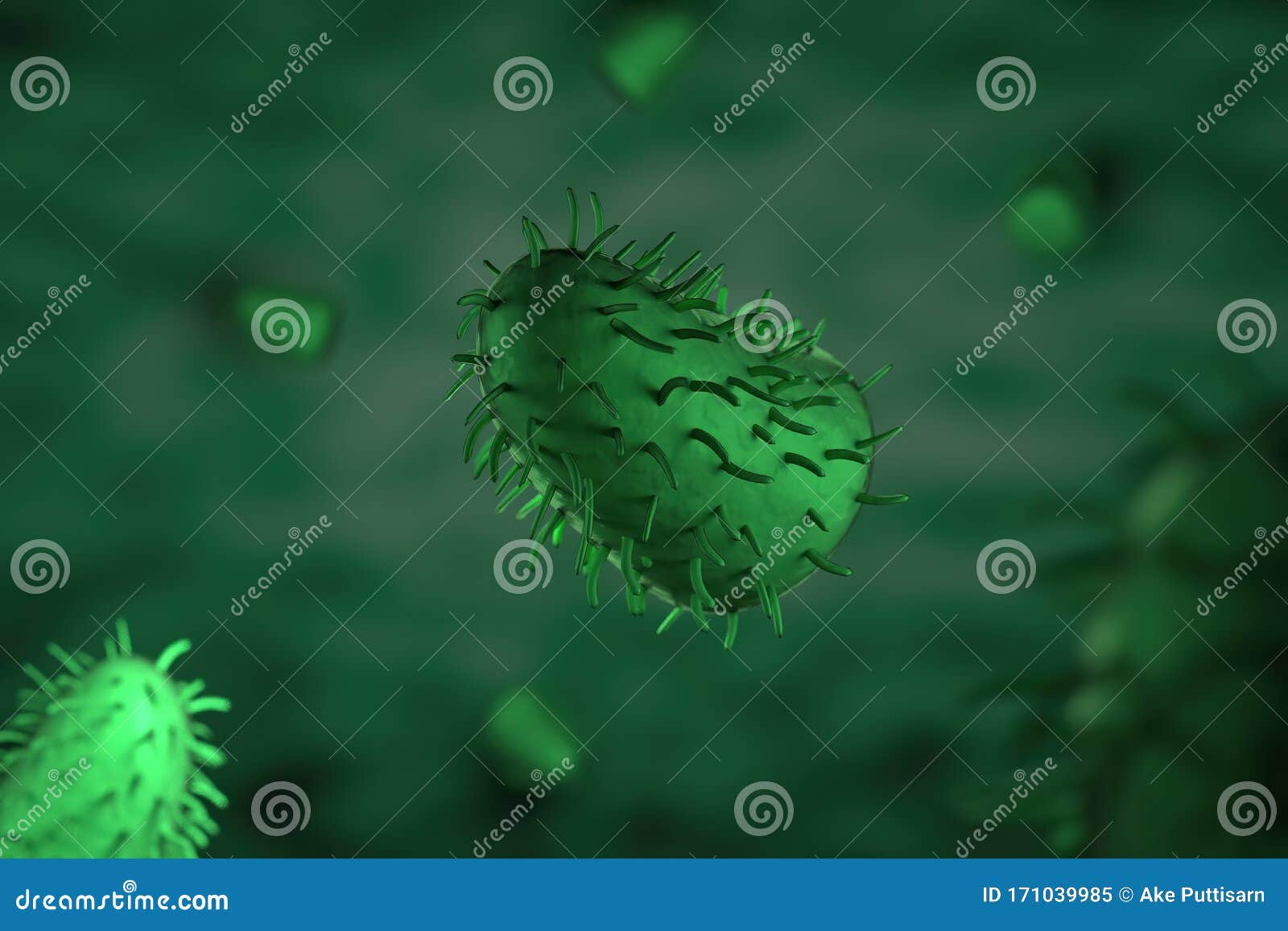 3d Illustration, Close Up of Microscope Rabies Virus Stock Illustration ...