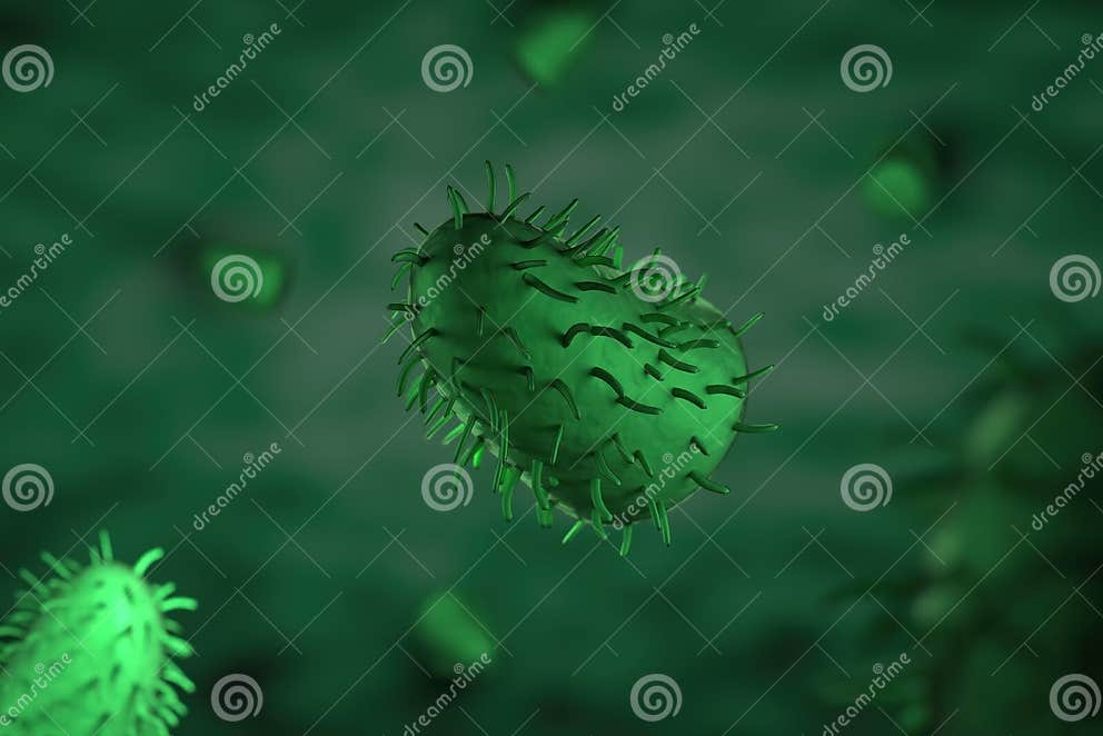 3d Illustration, Close Up of Microscope Rabies Virus Stock Illustration ...