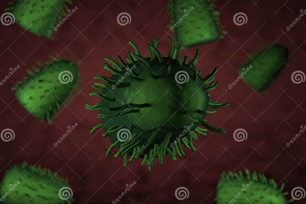 3d Illustration, Close Up of Microscope Rabies Virus Stock Illustration ...