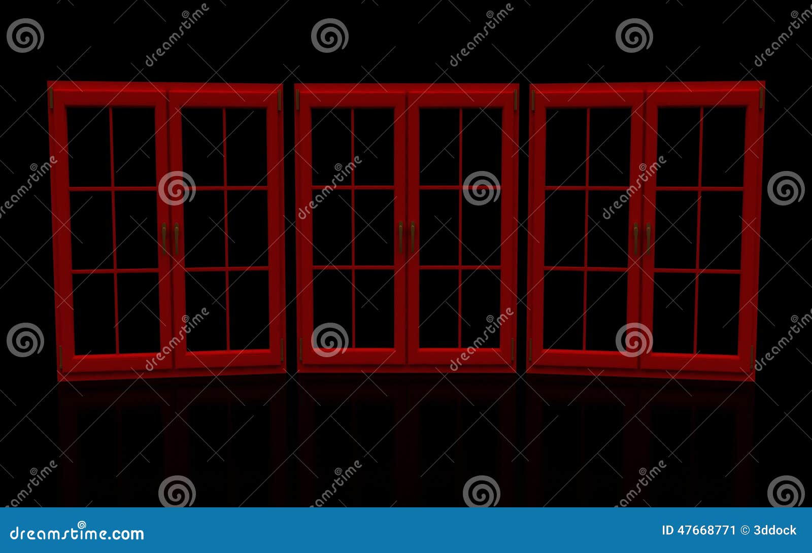 3d Illustration of Closed Red Plastic Windows Stock Illustration ...