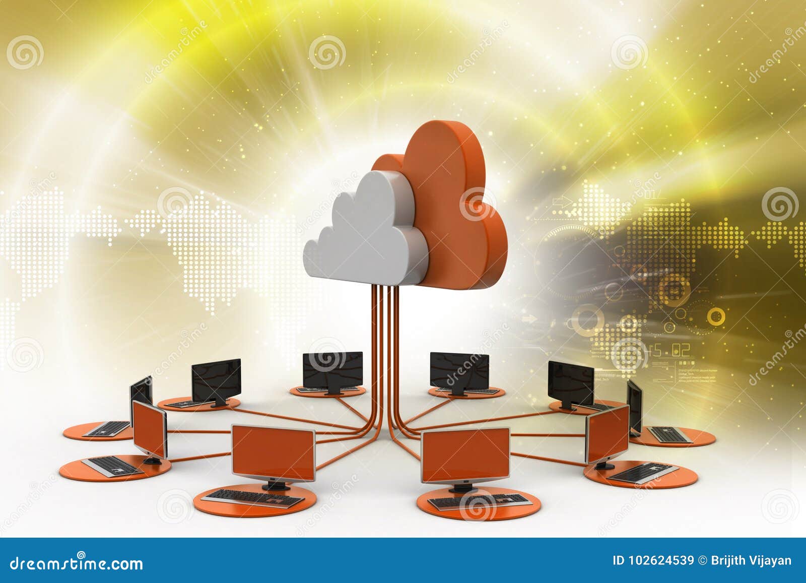 Cloud Computing With Computer Network Stock Illustration Illustration Of Communication