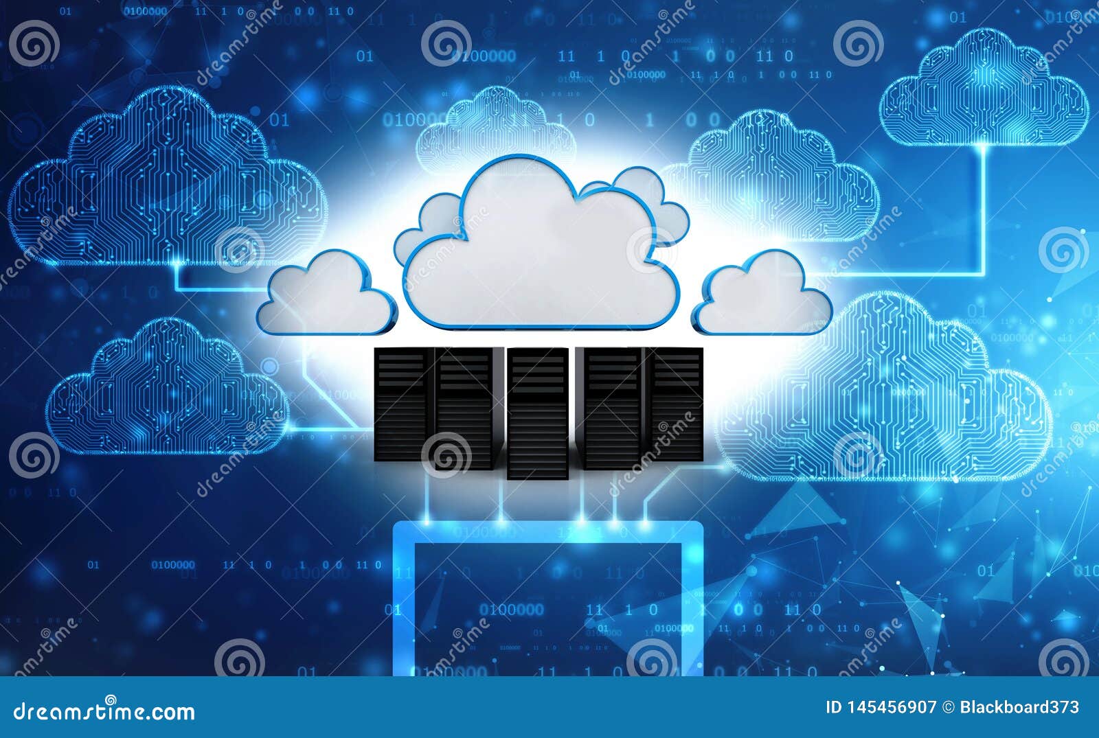 3d Illustration of Cloud Computing, Cloud Computing Concept Stock Illustration - Illustration of ...