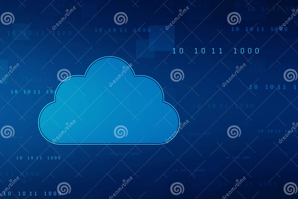 2d Illustration of Cloud Computing, Digital Cloud Computing Concept Background. Stock ...