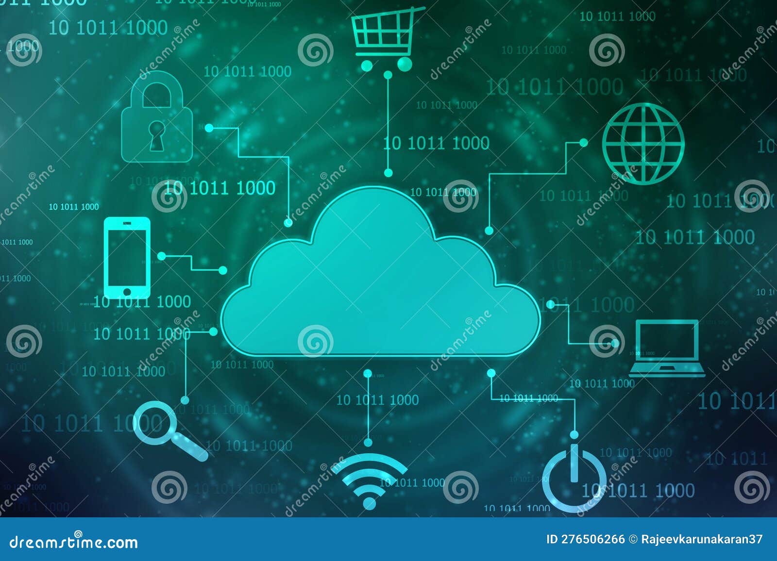 2d Illustration Of Cloud Computing Digital Cloud Computing Concept