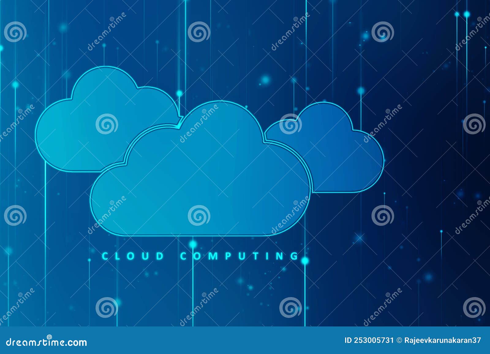 2d Illustration of Cloud Computing, Digital Cloud Computing Concept ...