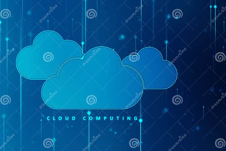 2d Illustration of Cloud Computing, Digital Cloud Computing Concept Background. Stock ...