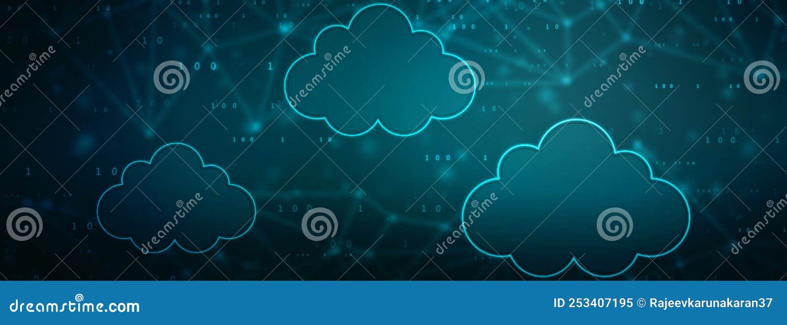 2d Illustration of Cloud Computing, Digital Cloud Computing Concept Background. Stock ...